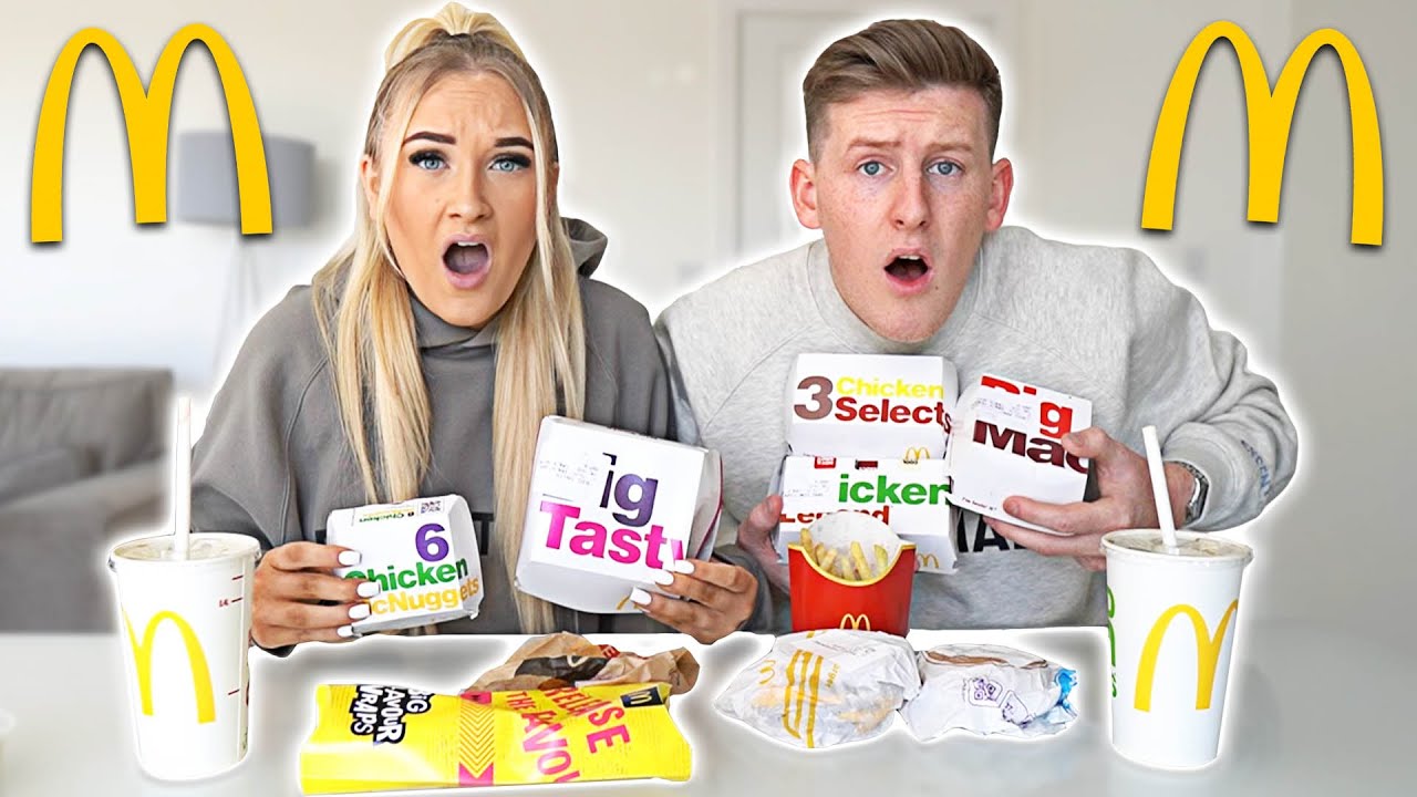 ENTIRE MCDONALDS MENU IN 10 MINUTES CHALLENGE WITH BOYFRIEND!! - YouTube
