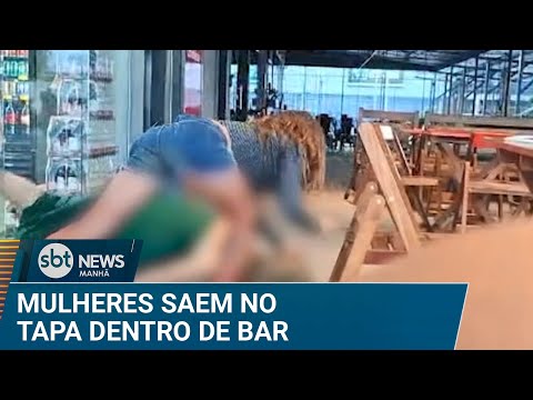 Pancadaria: Mulheres brigam em restaurante e caem no chão | #SBTNews Manhã (02/04/25)