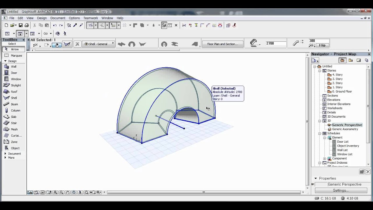 ArchiCAD 15 "Shell Tool-4" 따라하기 - YouTube