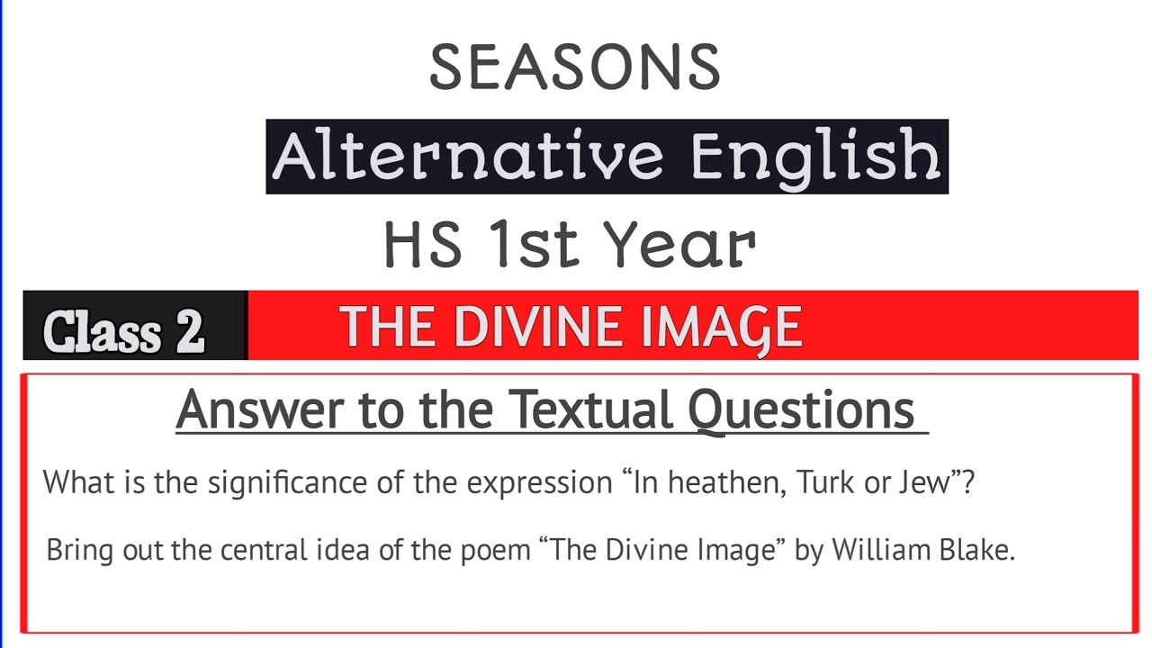 The Divine Image Questions and Answers | Class 2 | Alte. English ...