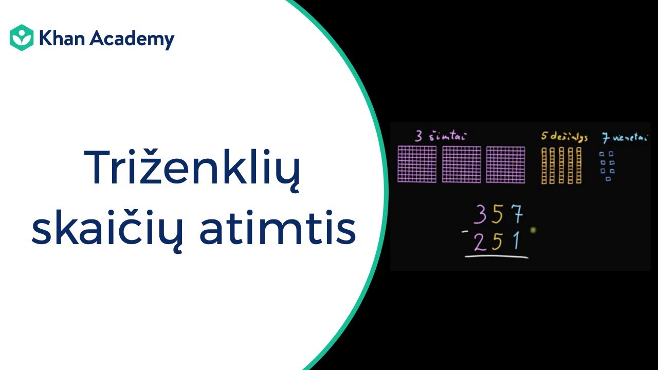 Triženklių skaičių atimtis | Sudėtis ir atimtis iki 1000 | Matematika ...