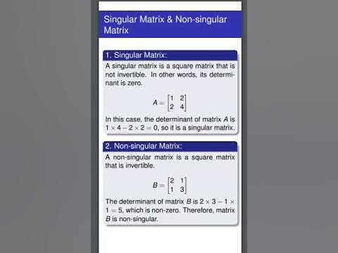 Singular Matrix and Non singular Matrix #maths #maths #numericalmethods #numerical_analysis ...