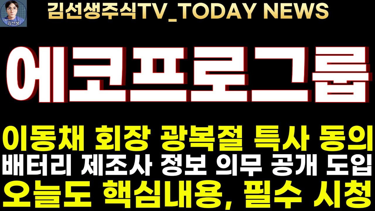 에코프로 에코프로비엠 주가전망 단독 이동채 회장 광복절 특사 동의 배터리 제조사 정보 의무 공개 도입 에코프로 에코