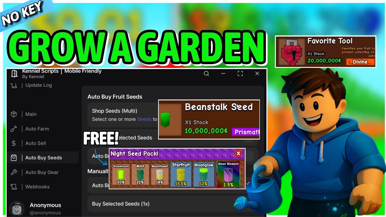 [🌕] Grow A Garden Script KEYLESS - Auto Farm Get Beanstalk Blood Moon ...