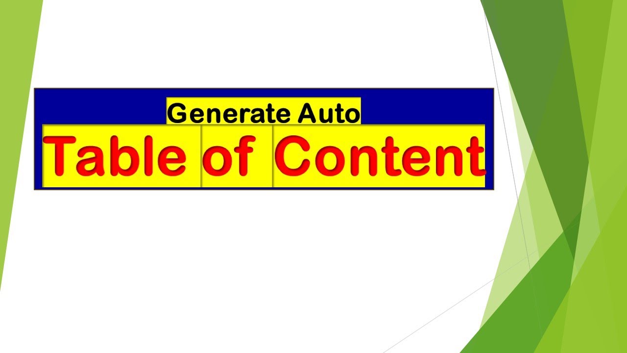 Generate Auto Table of Content of thesis using MS word - YouTube