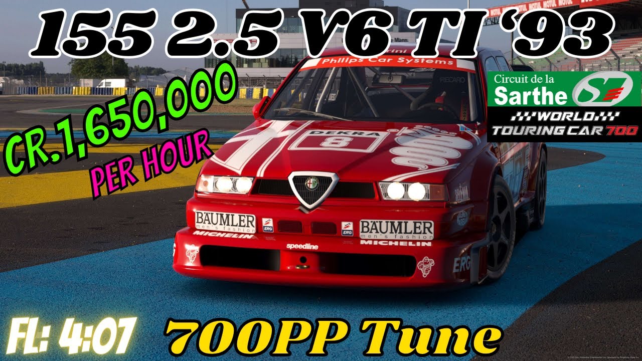 GT7|Alfa Romeo 155 2.5 V6 TI ‘93|La Sarthe 700pp|1.37 (Requested) - YouTube