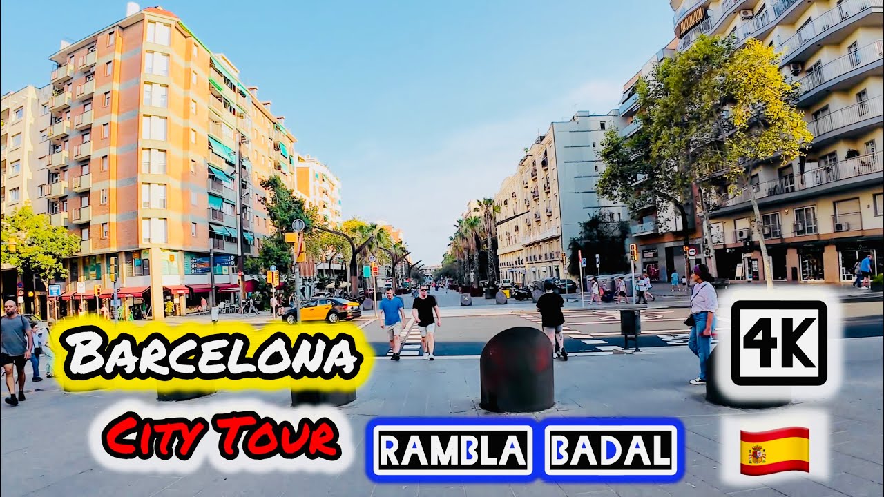 City Tour | Rambla Badal 🇪🇸 Barcelona Spain | Street Tour 4K - YouTube
