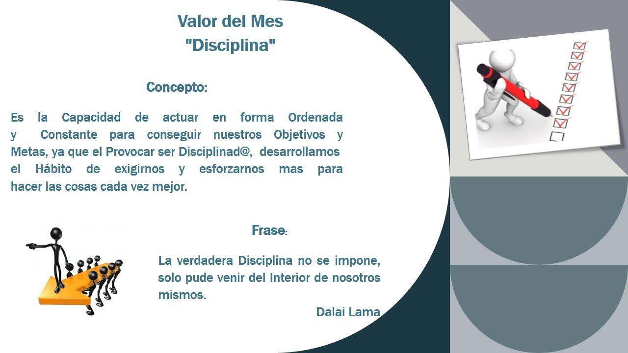 Valor " Disciplina" Concepto y Frase Rescatando Principios y Valores ...