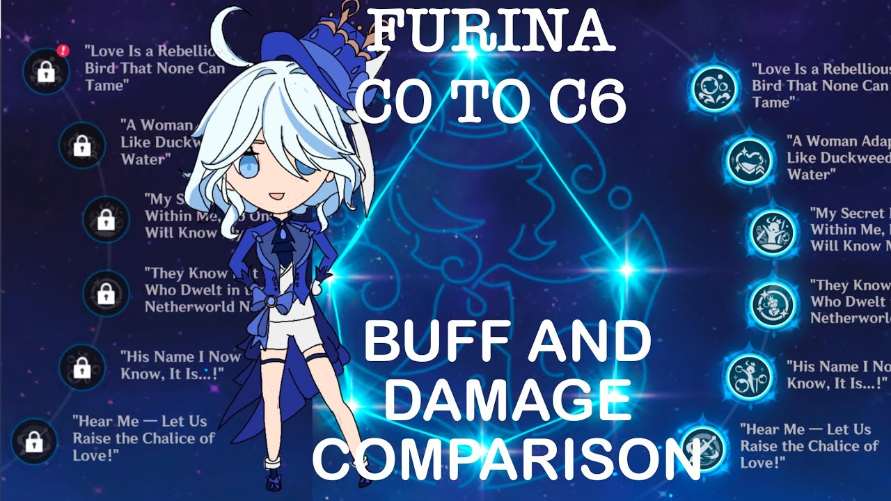 FURINA C0 to C6 | BUFF and DAMAGE comparison | Genshin Impact - YouTube