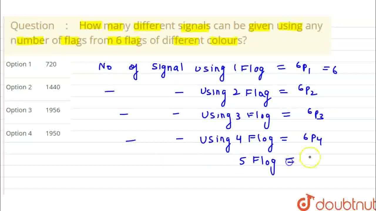 How many different signals can be given using any number of flags from 6 flags of different colo ...