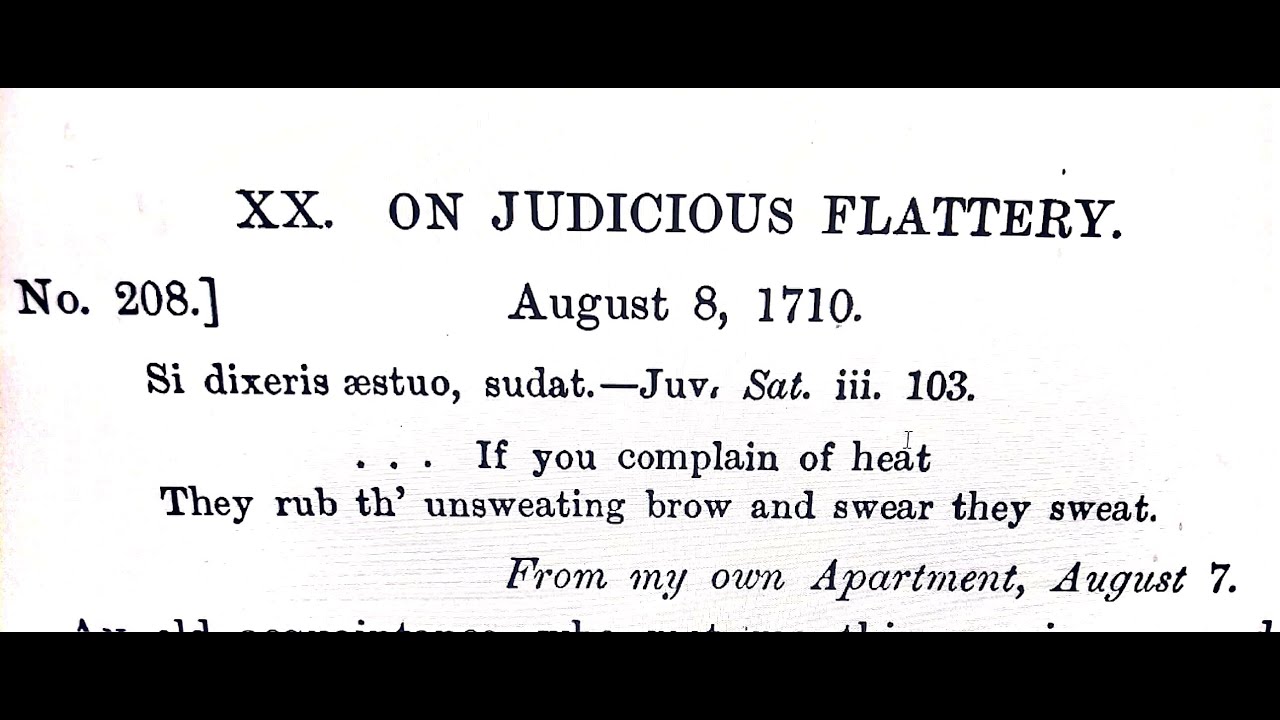 On Judicious Flattery by Sir Richard Steele - YouTube