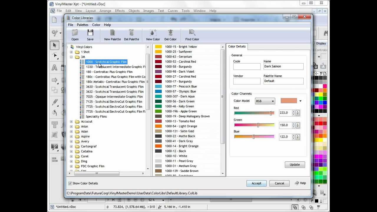 Working with Named Colors and Color Palettes in VinylMaster - YouTube