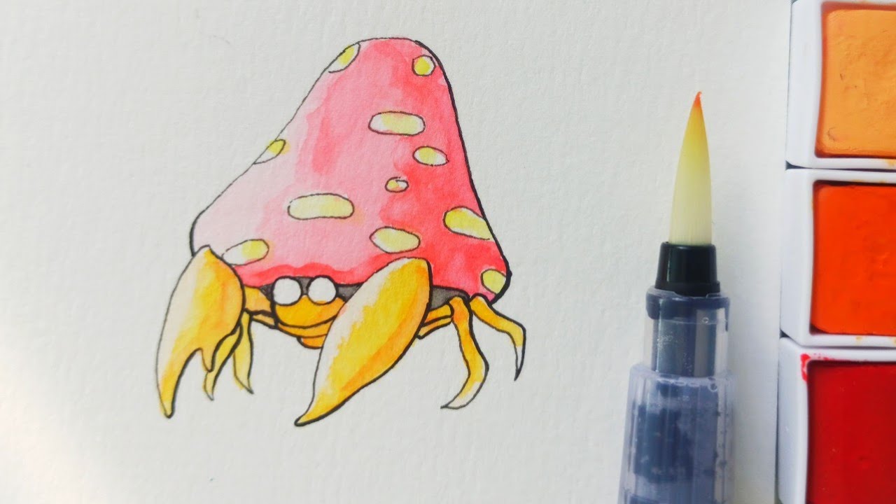 Drawing Watercolor Pokemon Parasect, Vẽ Pokemon Parasect - YouTube