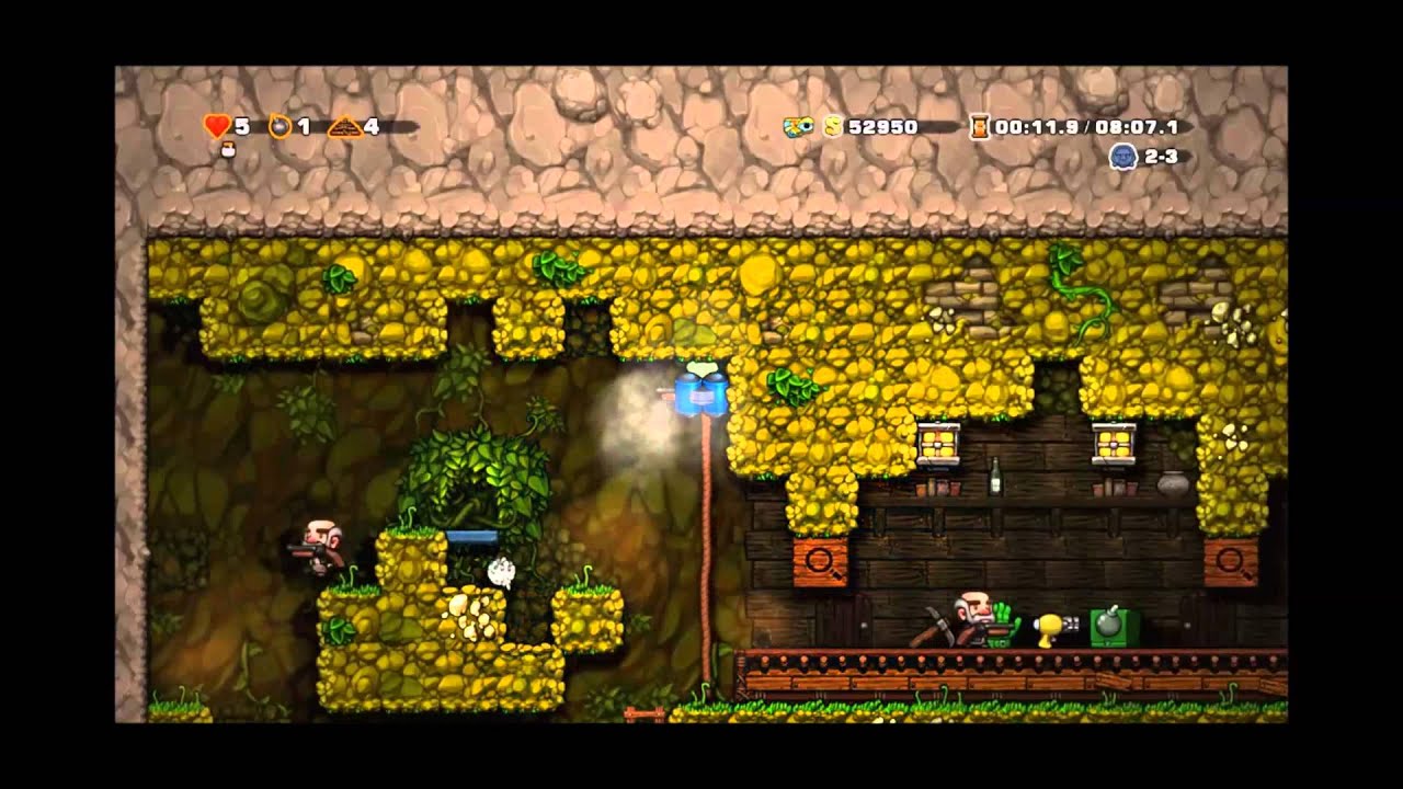 Spelunky - Two shopkeepers, one bomb - YouTube