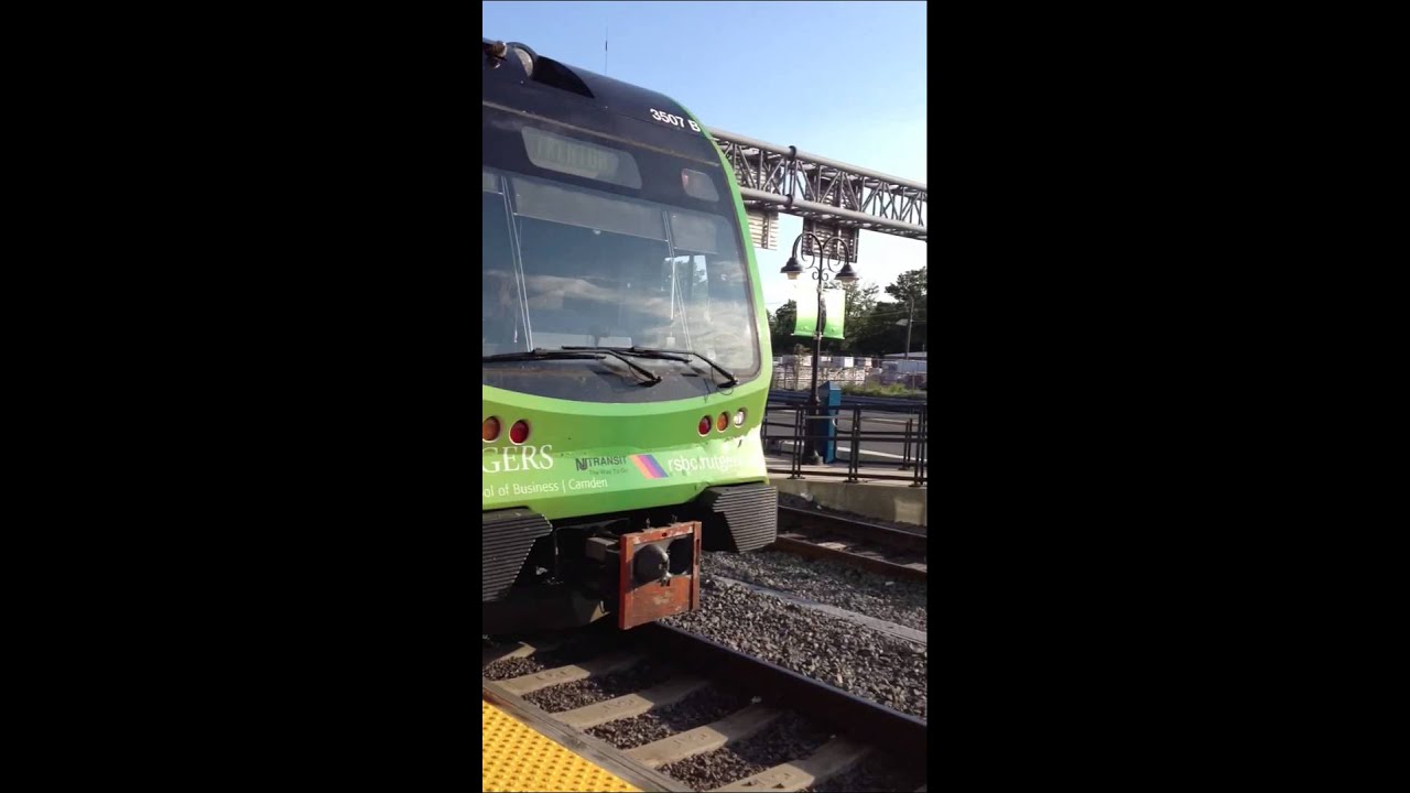 River Line NJ Transit Light Rail arriving at Cass St. - YouTube