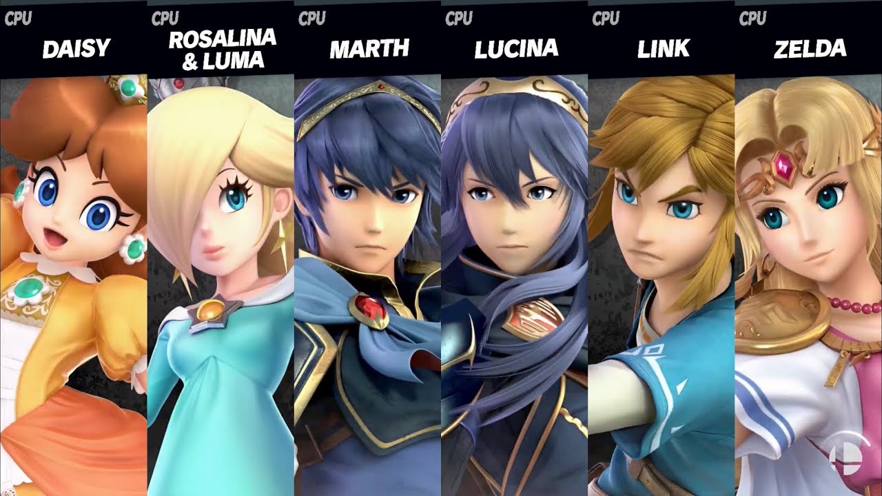Super Smash Bros. Ultimate - Daisy vs Rosalina vs Marth vs Lucina vs ...