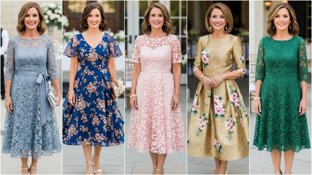 Floral Detailing Tea-Length Mother of the Bride Dresses | Romantic Lace Styles for Spring ...