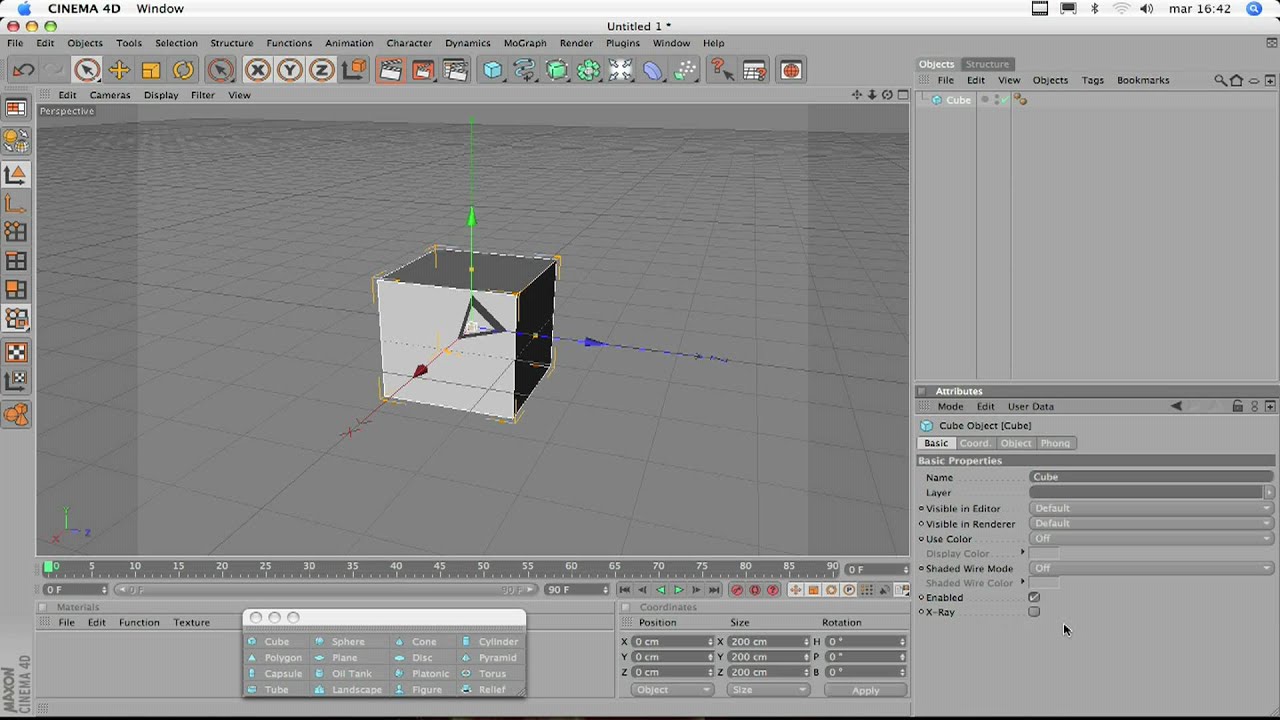 Cinema 4D tutorial - finestra oggetti e attributi - YouTube