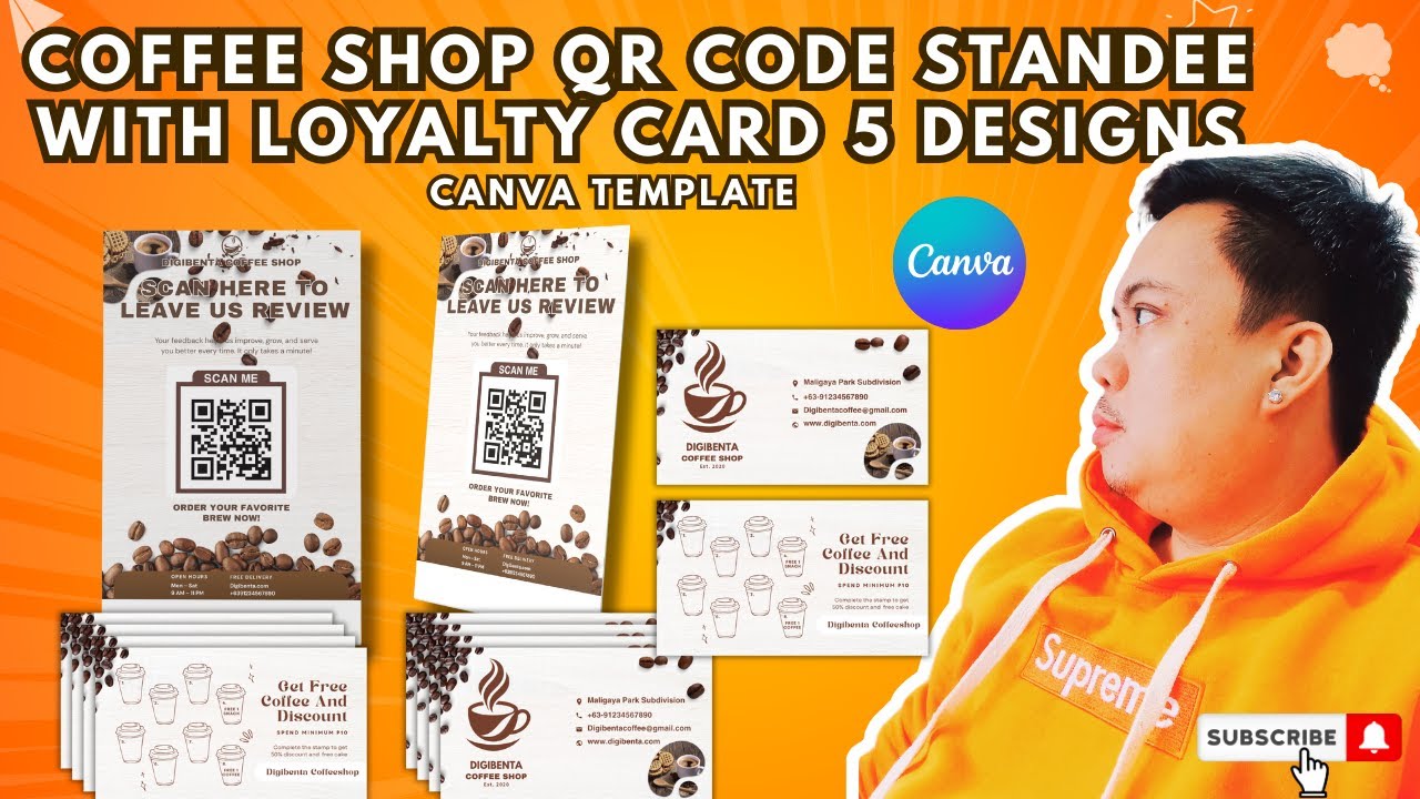 COFFEE SHOP QR CODE STANDEE WITH LOYALTY CARD 5 DESIGNS | CANVA ...