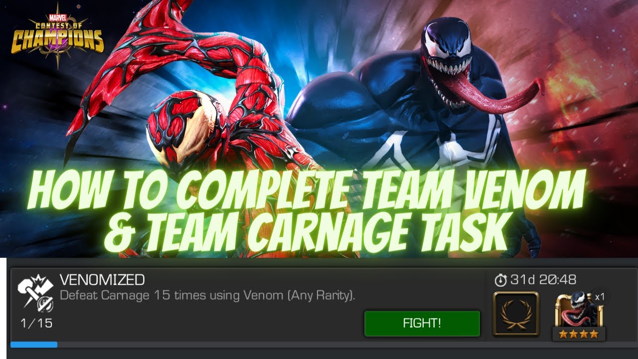 How To Complete Team Venom vs Team Carnage Task Easily | Marvel Contest ...