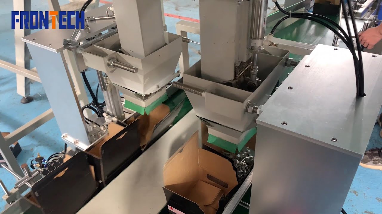 Nails packing machine into box with multi head scale - YouTube
