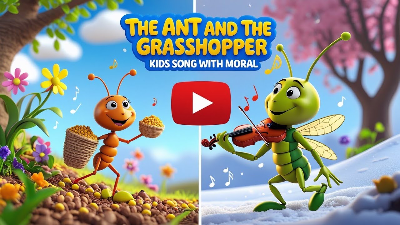 The Ant and the Grasshopper | Kids Song with Moral | Fun Animated Story ...