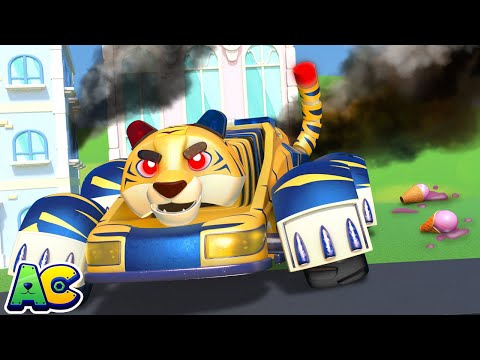 Oh no! Tiger POLICE Car EVIL TWIN attacks the City! | Police Rescue Team | AnimaCars | Kids Cartoon
