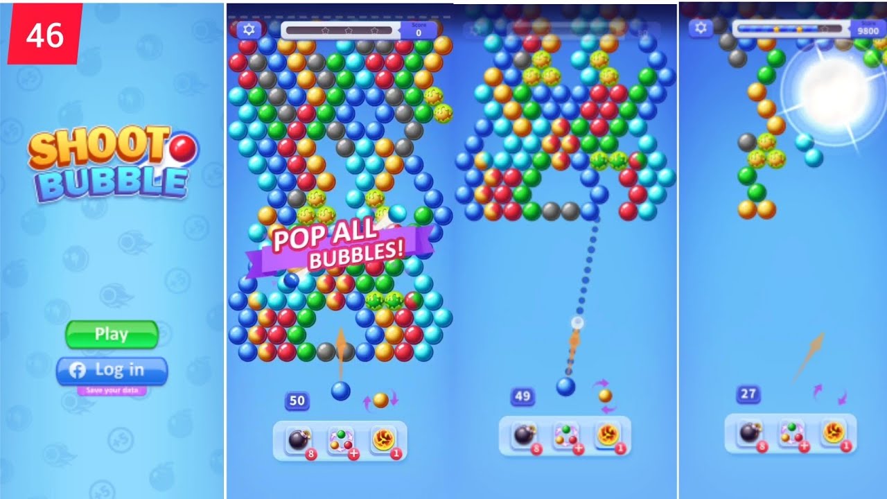 46, "Classical bubble shooter" Mobile game gameplay, Android game ...