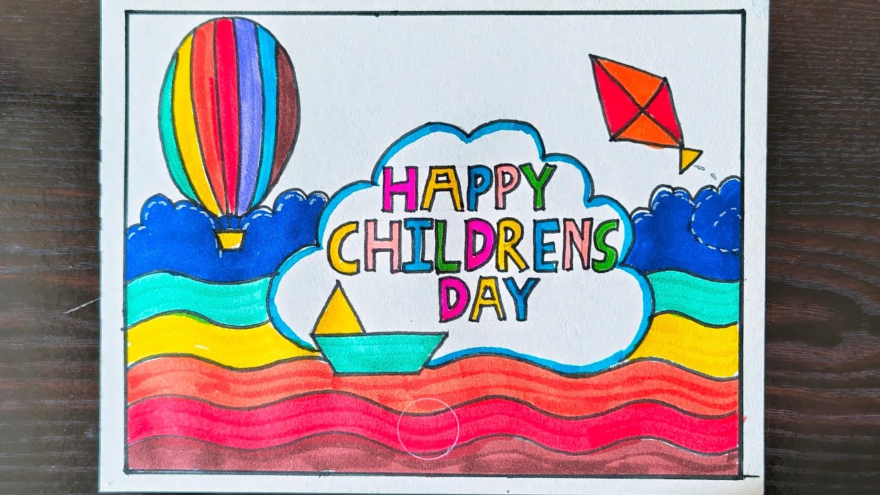 Children's Day Drawing || How to draw children's day drawing easy step ...