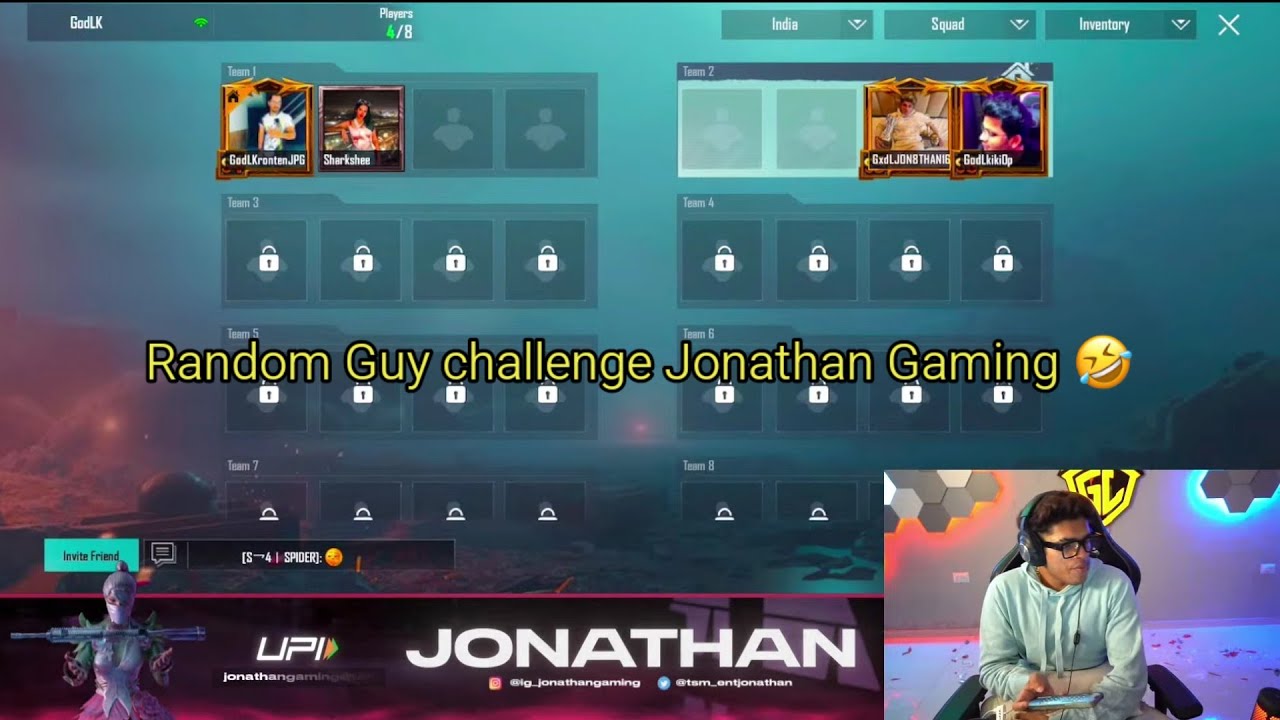 Random Guy Challenge Jonathan Gaming | 1 vs 1 | TDM | BGMI - YouTube