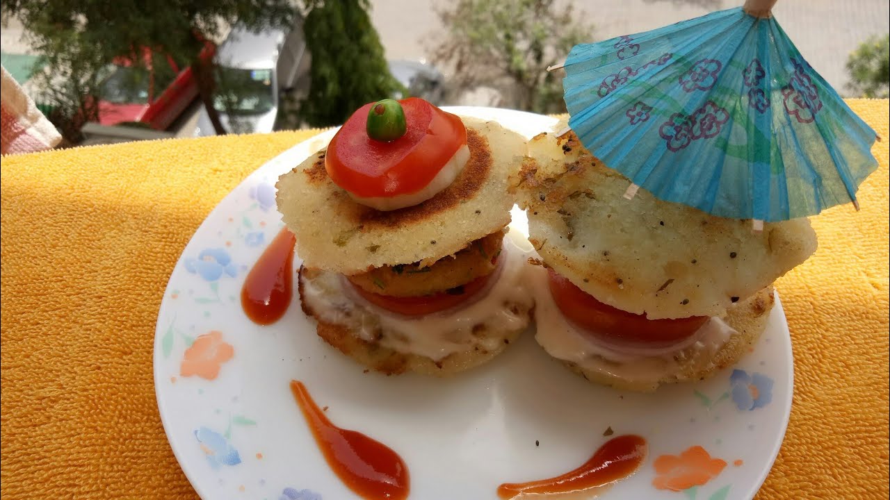 Idli burger | Kids tiffin box snack | Idli sandwich | Aloo tikki burger ...