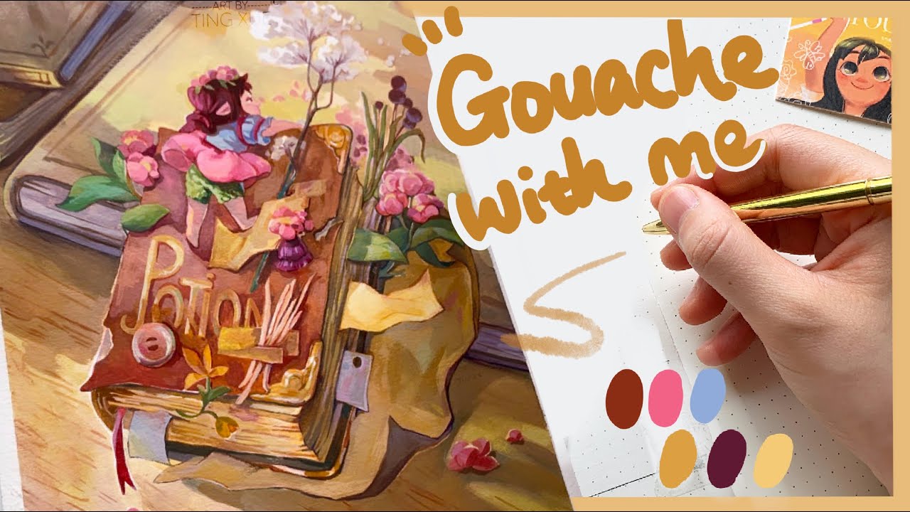 Gouache with Me | "Potion Book" | Illustration progress - YouTube