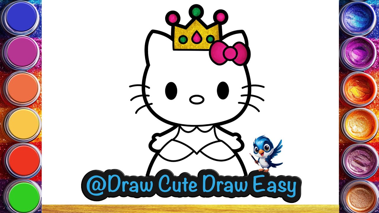Princess Hello Kitty Drawing,Painting Coloring for Kids Let’s Draw ...