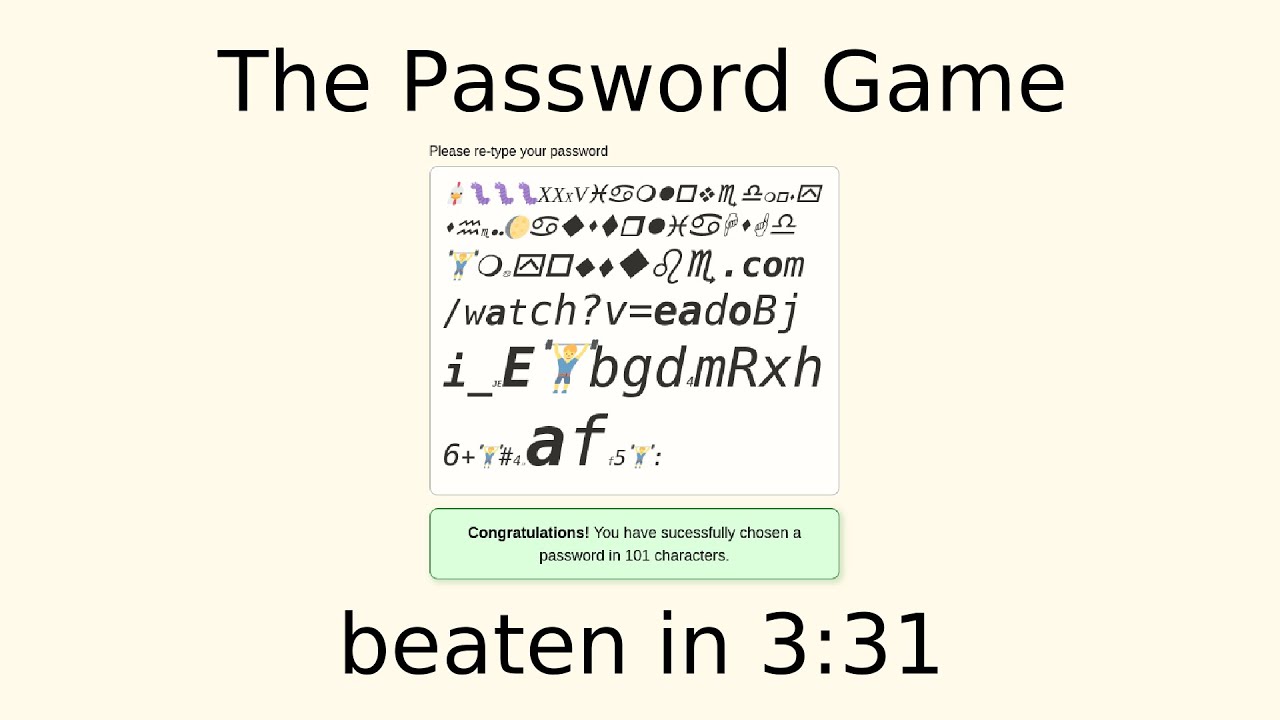 The Password Game - Speedrun (3:31) [Previous WR] - YouTube