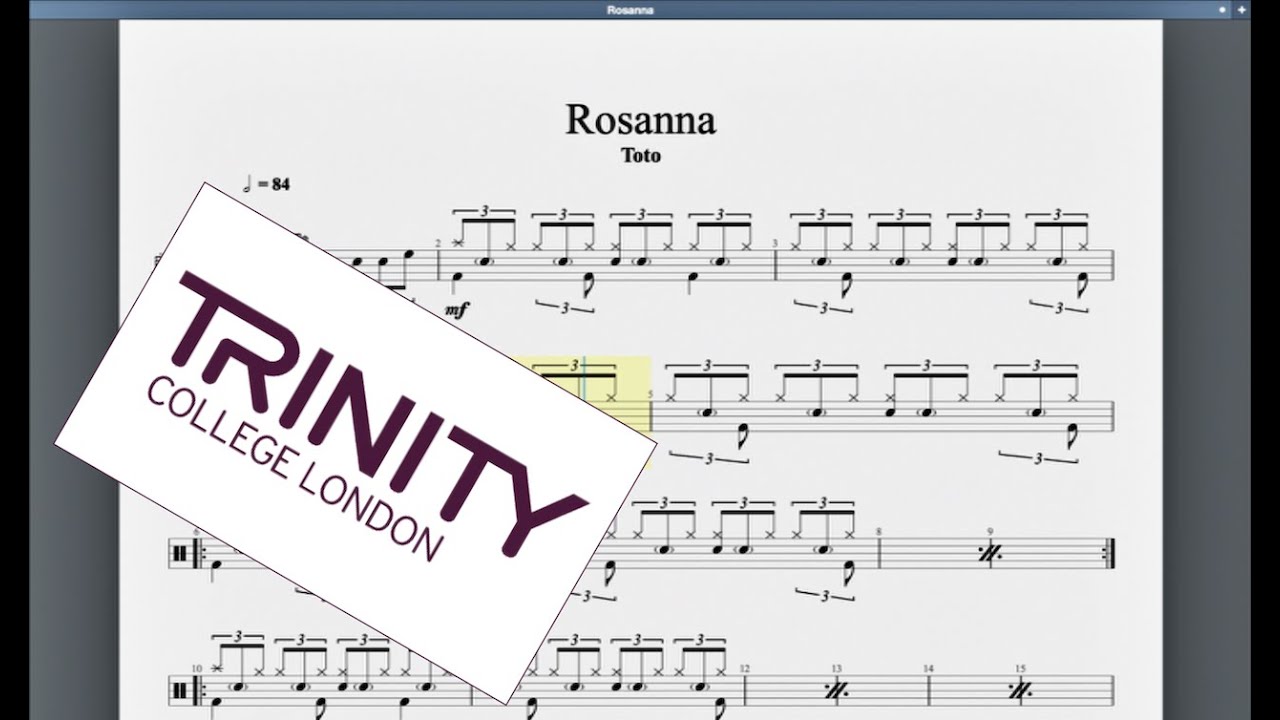 Rosanna Trinity Grade 8 Drums - YouTube