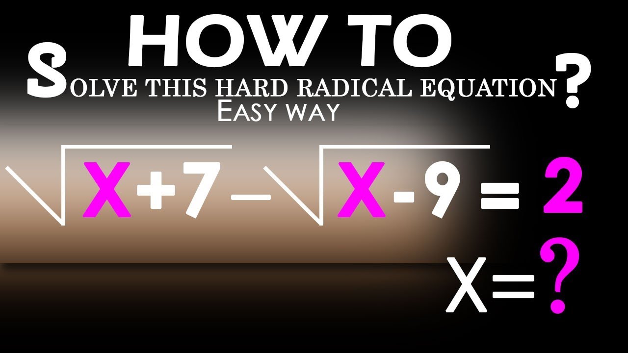Hard radical equation | maths equation | algebra - YouTube