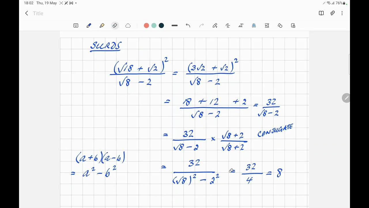 GCSE Surds Question - Rationalising Denominators - Live in Lesson ...