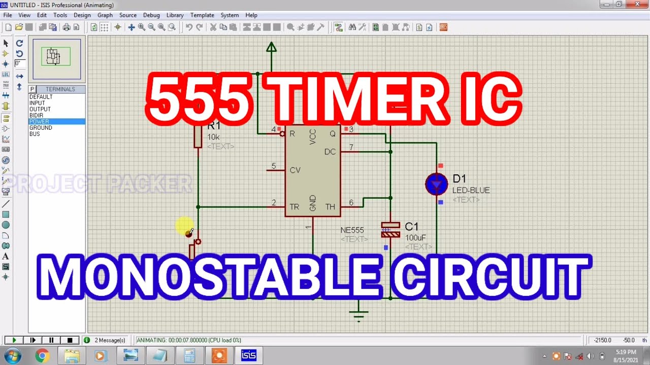 555 TIMER IC MONOSTABLE CIRCUIT || ONE SHOT PULSE GENERATOR - YouTube