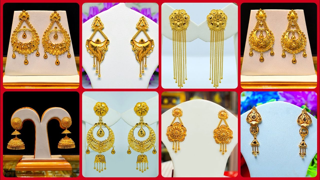 Latest Gold Earrings/Jhumka/Tops/Kanbala/ Dull Designs 2021 ...