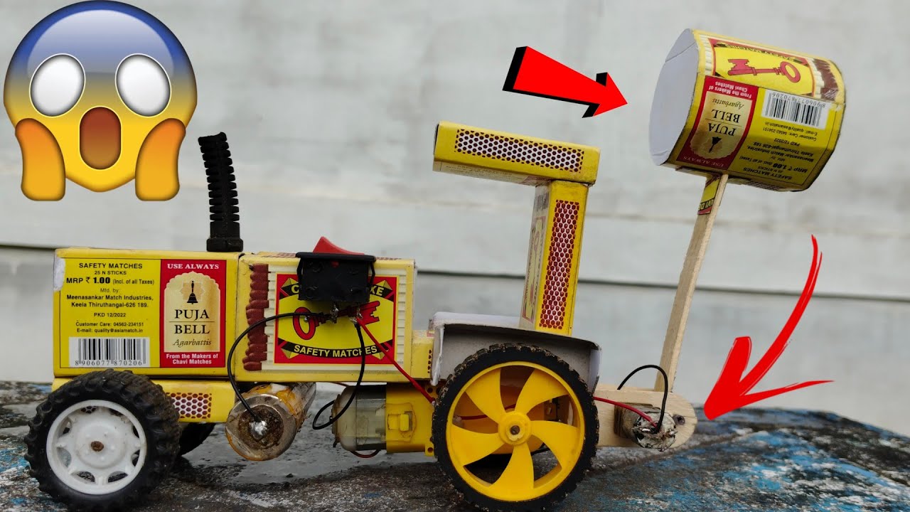 How To Make Matchbox Hydraulic Press Machine ||Electric Tractor|| at ...
