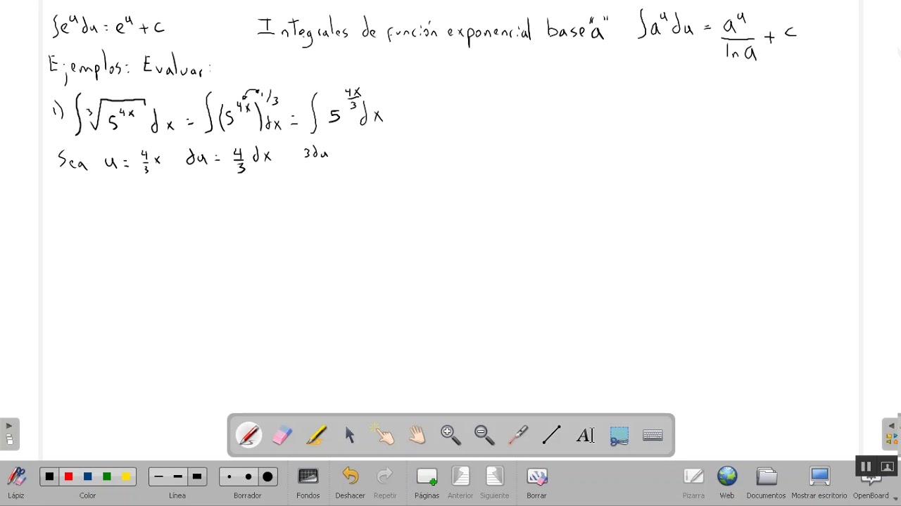 Ejemplo Integrales exponenciales base a - YouTube