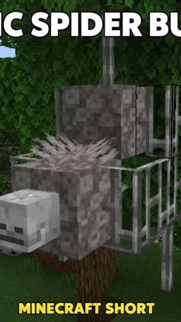 EPIC Minecraft CAVE SPIDER Build! 🕷️ (Wither Skeleton Head) #shorts # ...