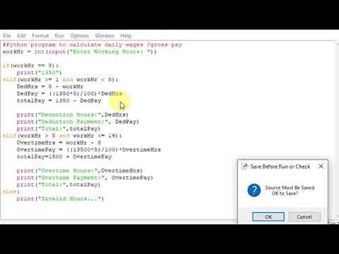 Python program to calculate daily wages /gross pay - YouTube