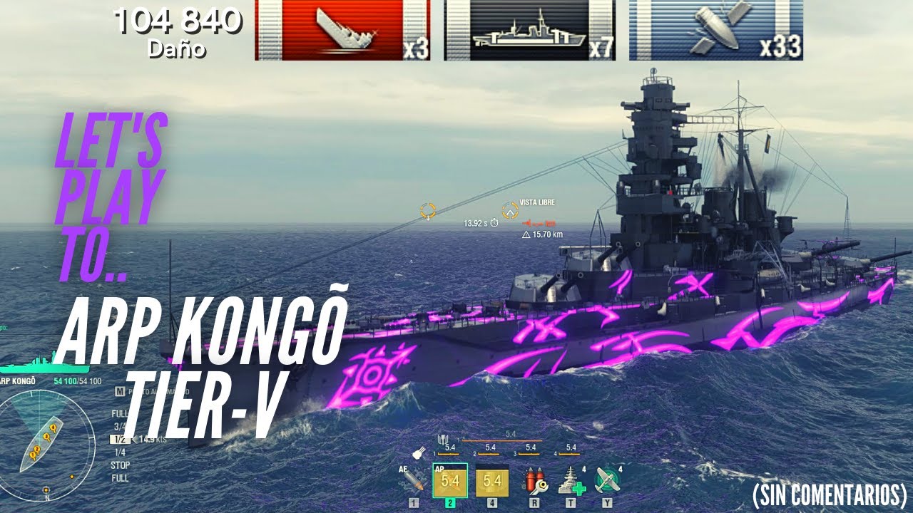 World Of Warships niveles bajos! acorazado ARP Kongõ: 104k de daño ...