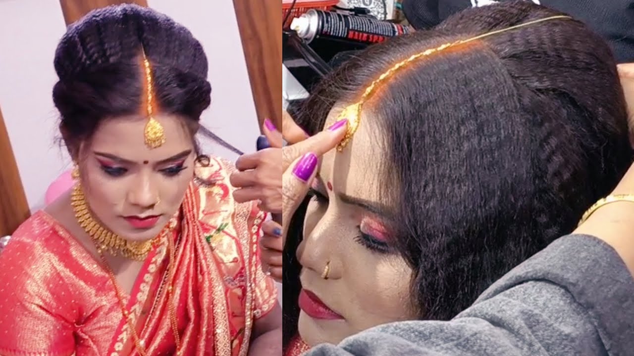 Wedding Hairstyle & Mangtika Setting Tutorial/ Bridge Front to Back ...