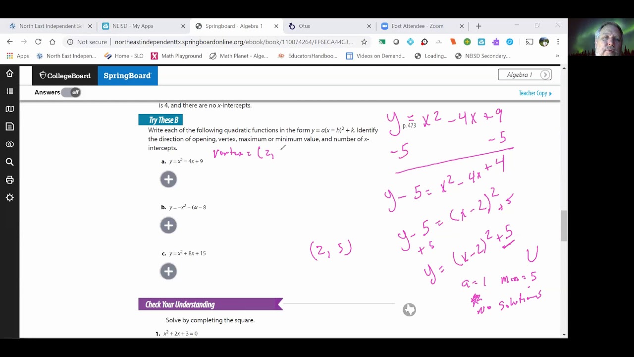 SpringBoard Algebra 1 Unit 5 Lesson 32 2 Completing The Square YouTube springboard-algebra-1-unit-5-lesson-32-2-completing-the-square-youtube