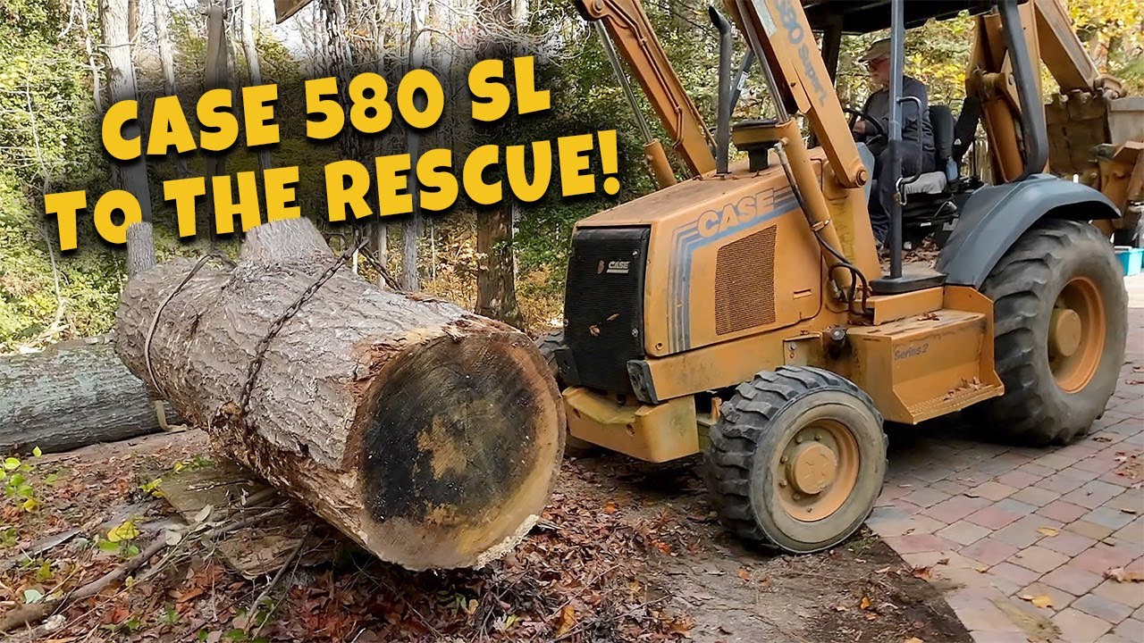 Case 580 SL backhoe moving huge logs! - MCG Video #176 - YouTube
