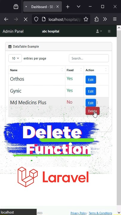 #delete function in #laravel #webdevelopment #php #html #shorts - YouTube