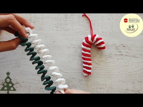 ¡Bastón y rosca navideña super faciles! Para decorar el arbolito👏 Ideal regalos o vender. Crochet