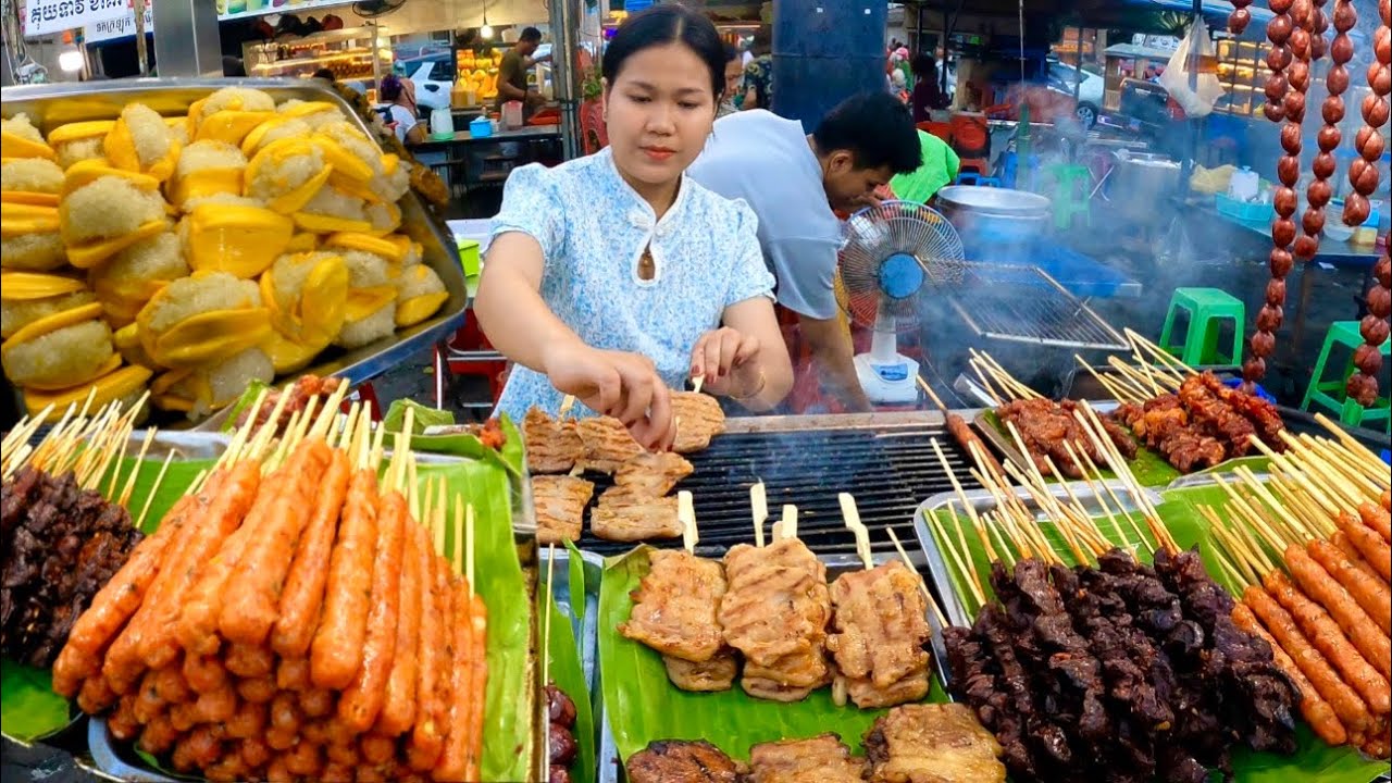 Best Cambodian street food 2023 - Delicious Beef Skewers, Khmer Dessert ...